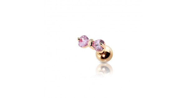 PINK BOW 316L SURGICAL STEEL CARTILAGE BARBELL WITH GEM