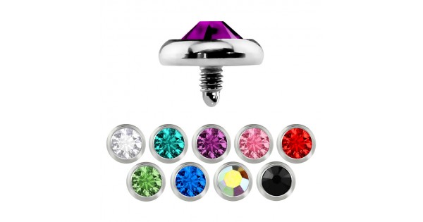 DERMAL ANCHOR HEAD WITH 3MM ROUND COLOR GEM(TOP PART ONLY)