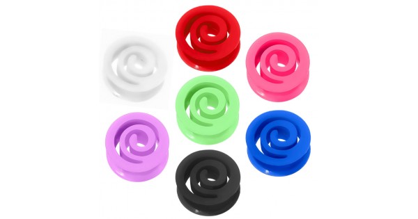 ULTRA FLEXIBLE SILICONE SPIRAL DOUBLE FLARED FLAT PLUG