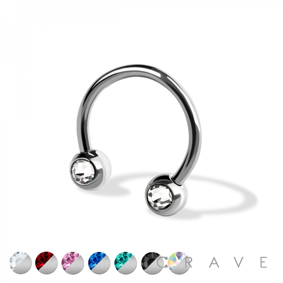 316L SURGICAL STEEL FRONT FACING PRESS FIT GEM BALLS HORSESHOE FOR ...