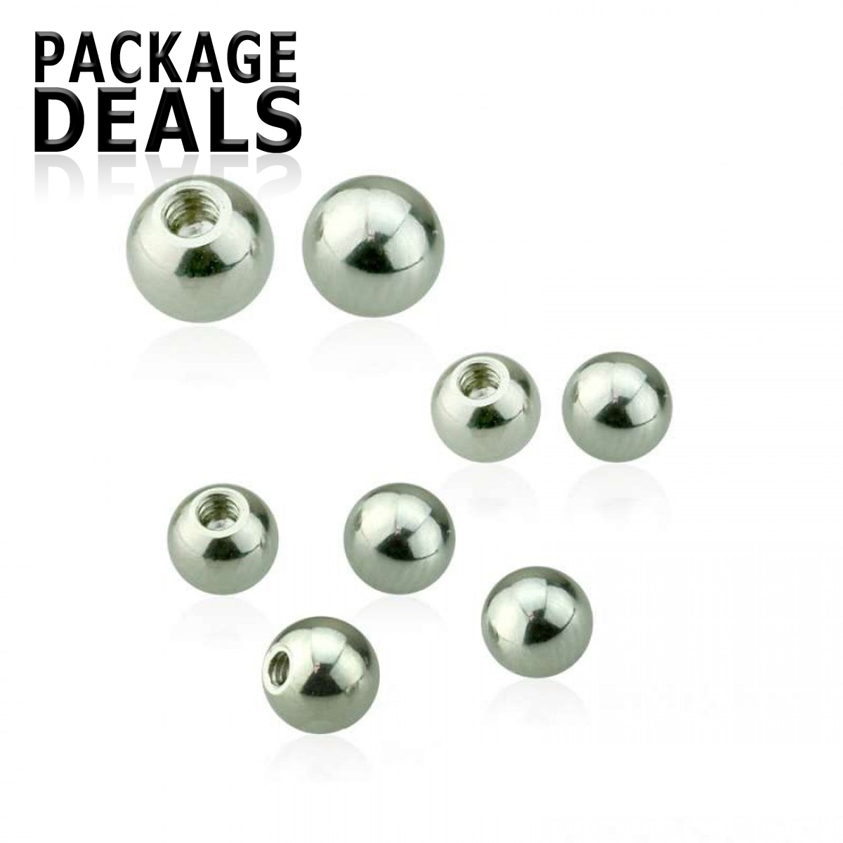 10PCS or 100 pcs OF 316L SURGICAL STEEL BASIC PLAIN THREADED BALLS PACKAGE