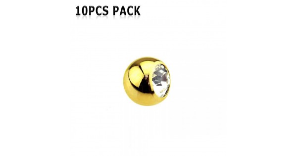 10PCS OF GOLD PVD PLATED OVER 316L SURGICAL STEEL PLAIN THREADED GEM ...