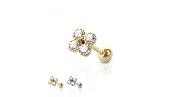 316L SURGICAL STEEL MULTI CLUSTER GEM PAVED CARTILAGE