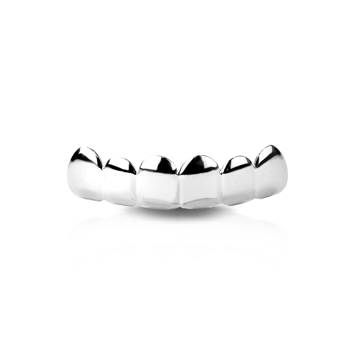 SILVER 6 TEETH MOUTH TOP & BOTTOM HIP HOP BLING GRILLZ