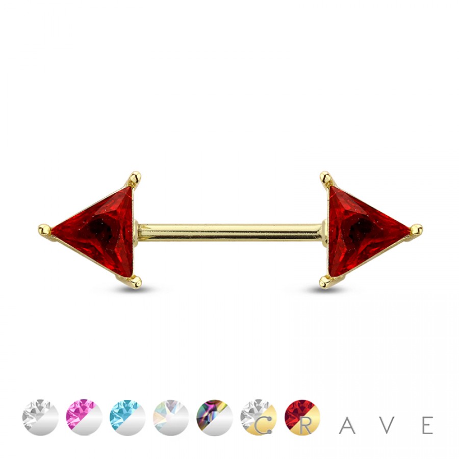 TRIANGLE PRONG SET 316L SURGICAL STEEL NIPPLE BAR
