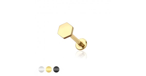HEXAGON TOP INTERNALLY THREADED 316L SURGICAL STEEL LABRET/MONROE ...