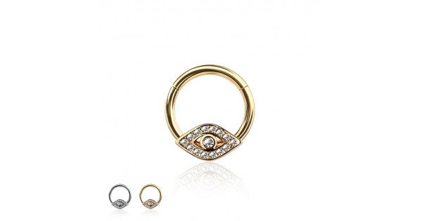 316L SURGICAL STEEL HINGED SEGMENT EVIL EYE CLICKER FOR NOSE RINGS PIERCING