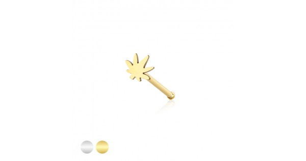 MARIJUANA FLAT HEAD 316L SURGICAL STEEL NOSE BONE