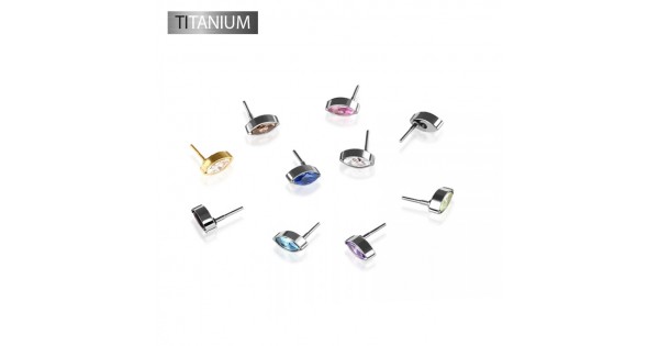 IMPLANT GRADE TITANIUM THREADLESS PUSH IN MARQUISE TOP PIN PART(TOP ...