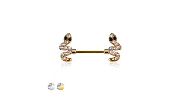 CZ PAVED SNAKE 316L SURGICAL STEEL NIPPLE BAR