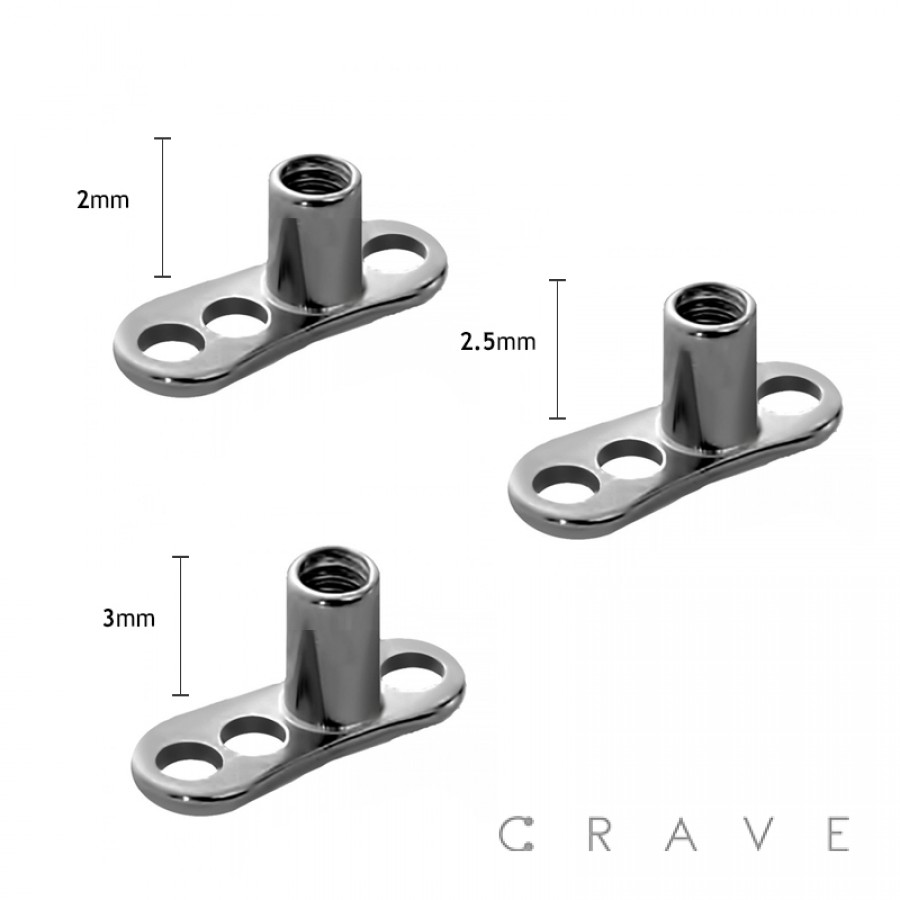 3 HOLE DERMAL ANCHOR BASE 316L SURGICAL STAINLESS STEEL