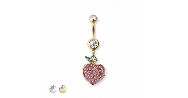 GEM PAVED PEACH 316 SURGICAL STEEL NABAL BELLY RING -Wholesale Body ...