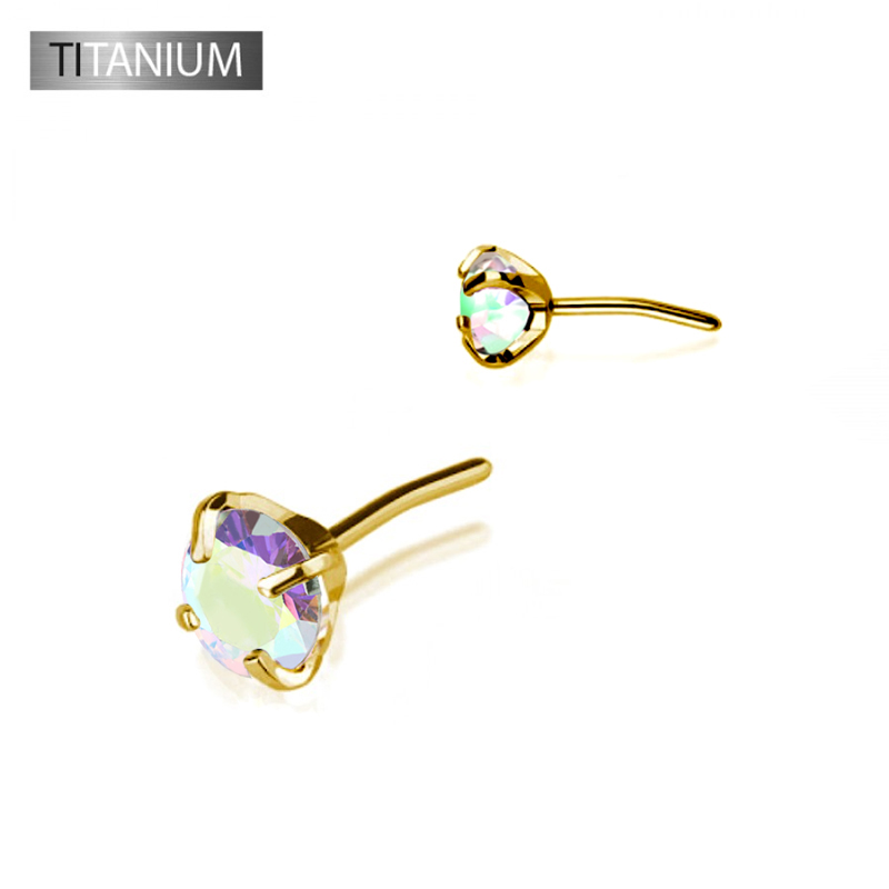 IMPLANT GRADE PVD OVER TITANIUM THREADLESS PUSH IN CZ PRONG SET TOP ...