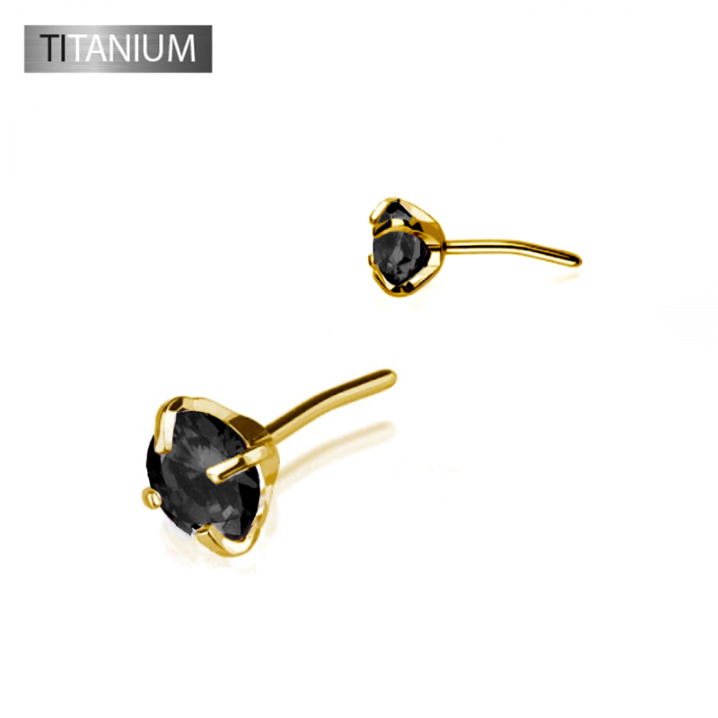 IMPLANT GRADE PVD OVER TITANIUM THREADLESS PUSH IN CZ PRONG SET TOP ...