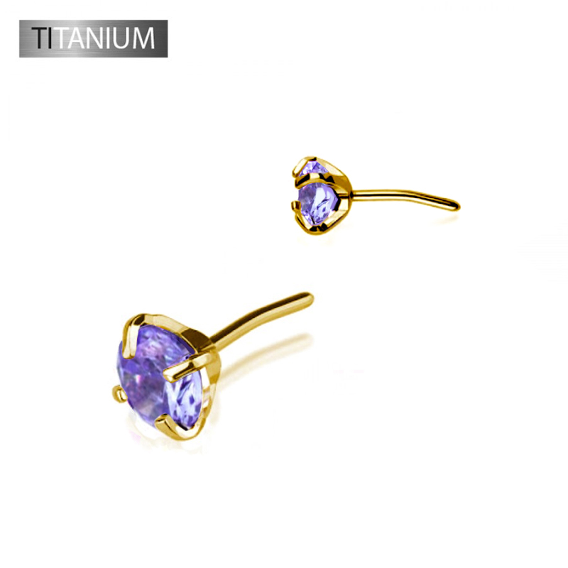 IMPLANT GRADE PVD OVER TITANIUM THREADLESS PUSH IN CZ PRONG SET TOP ...