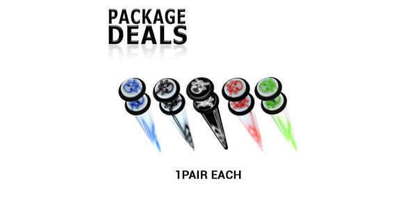 ACRYLIC FAKE TAPER WITH SKULL MARBLE PACK-Wholesale Body Jewelry ...