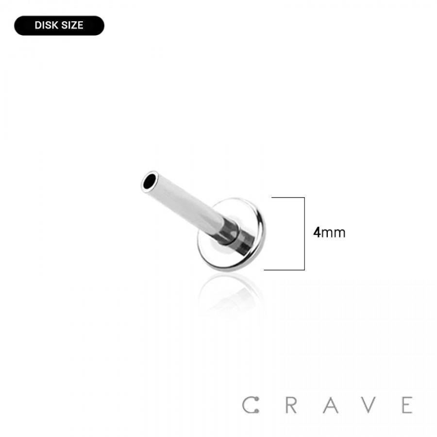 IMPLANT GRADE TITANIUM BEZEL SET CZ TOP PUSH IN THREADLESS LABRET