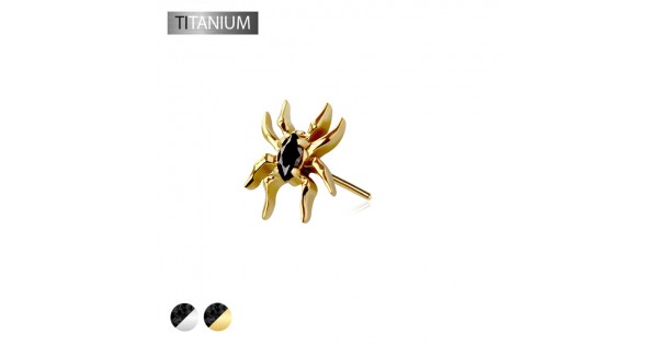 IMPLANT GRADE TITANIUM THREADLESS PUSH IN BLACK CZ SPIDER TOP PART ...