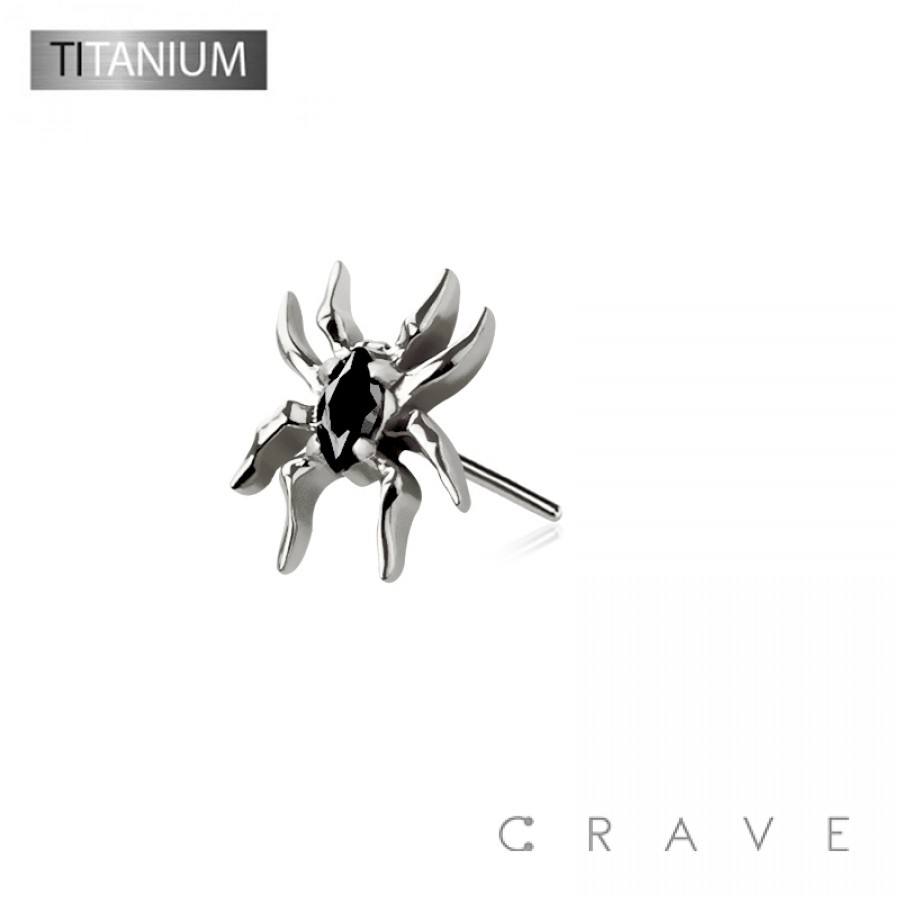 IMPLANT GRADE TITANIUM THREADLESS PUSH IN BLACK CZ SPIDER TOP PART ...