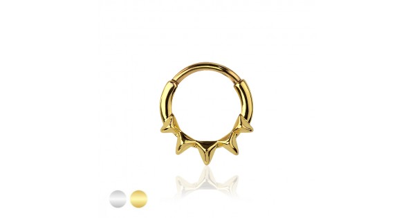 316L SURGICAL STEEL SMALL SPIKED TRIANGLE FRONT SEPTUM HINGED SEGMENT ...